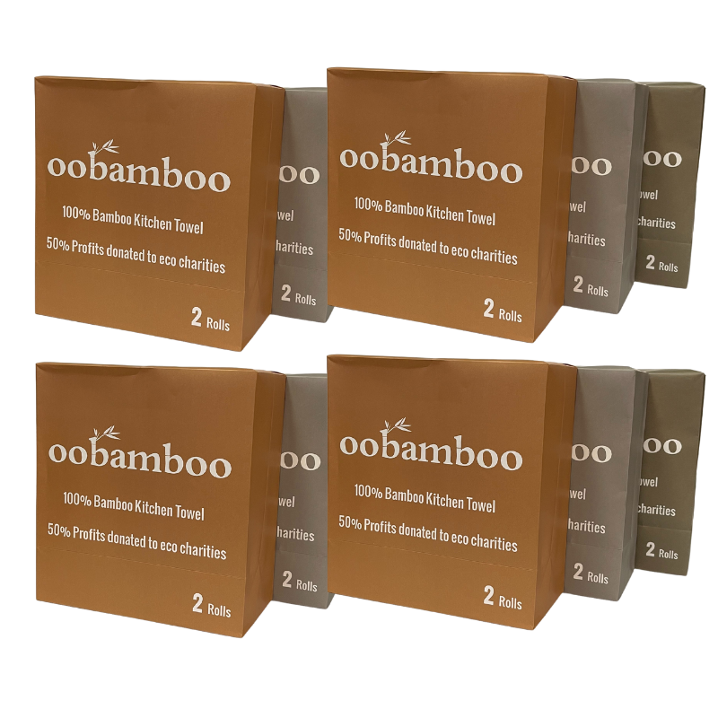 Bamboo Unbleached Kitchen Towels Bundle | 12 Rolls | Family size – Oobamboo